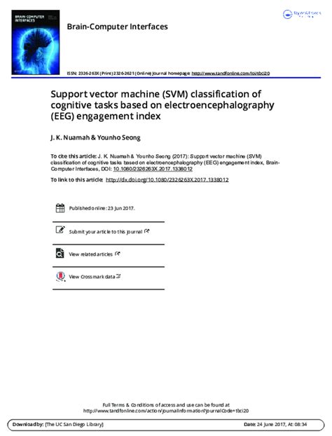 Pdf Support Vector Machine Svm Classification Of Cognitive Tasks