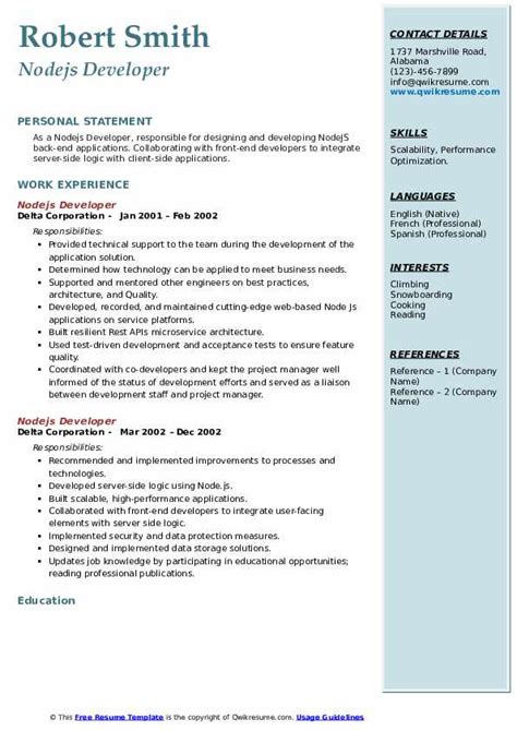 10 Node Js Developer Resume Samples And Templates For 2025