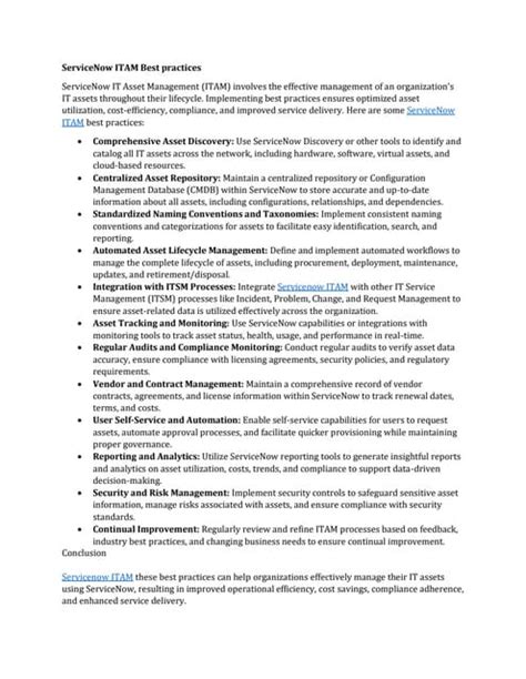 Servicenow Itam Best Practicespdf
