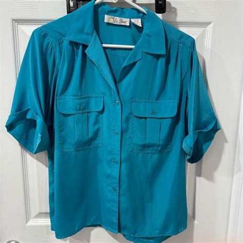 La Blouse Tops Vintage La Blouse Teal Buttondown Blouse Poshmark