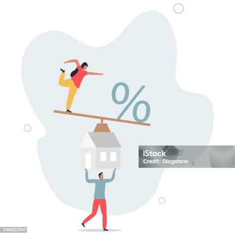 모기지 지불 주택 대출 이자율 또는 소득과 부채 또는 대출 상환 사이의 균형 금융 위험 개념사람들과 함께 평면 디자인 가격에 대한 스톡 벡터 아트 및 기타 이미지 Istock