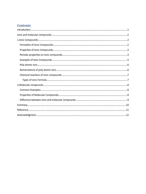 Chemistry Note Ionic And Molecular Compounds Pdf Chemical
