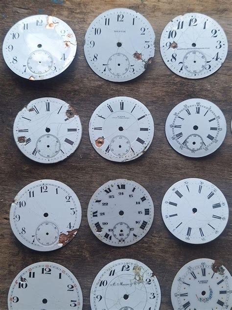 Antique Porcelain Pocket Watch Face Vintage Big And Small Pocket Watch