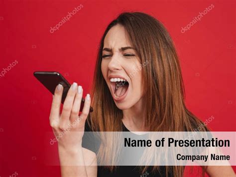 Brunette Photo Furious Woman Screaming Powerpoint Template Brunette Photo Furious Woman