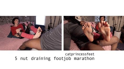 Omg 5 Nuts Back To Back Cat Got Mrmarathon 5x Again Footjob Toejob