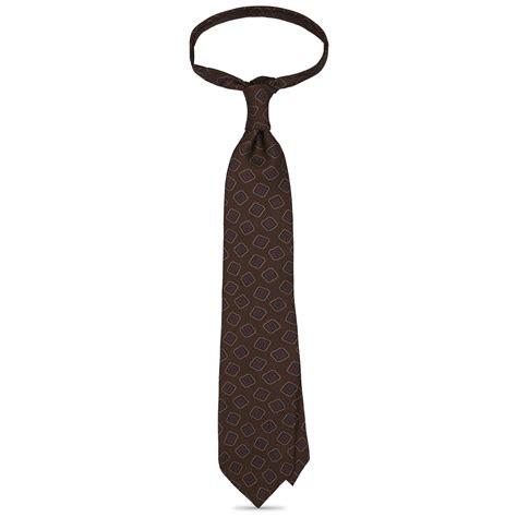 Multi Diamond Handprinted Twill Silk Tie Brown Suitsurmesur