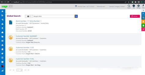 error while opening global search in sage 300 sage software