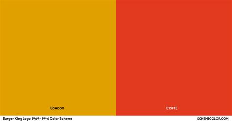 Burger King Logo 1969 1994 Color Scheme Palettes