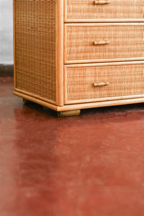 Cassettiera In Vimini Con N 4 Cassetti E Piedini In Giunco 1970
