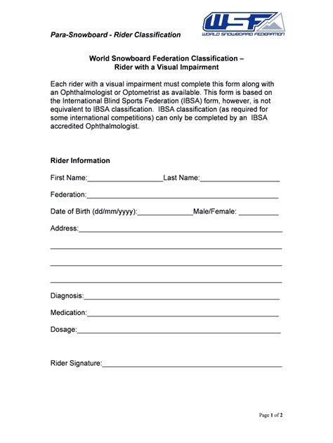 Fillable Online Worldsnowboardfederation Wsf Para Snowboard Vi