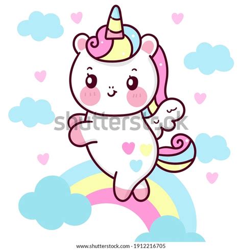 귀여운 귀여운 유니콘 페가수스 벡터는 달콤한 스톡 벡터로열티 프리 1912216705