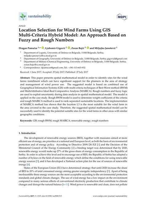 Pdf Location Selection For Wind Farms Using Gis Multi Criteria Hybrid Model An Approach Based