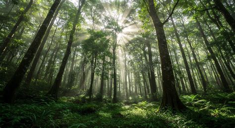 Lush Tropical Evergreen Forest With Dense Greenery Stock Illustration