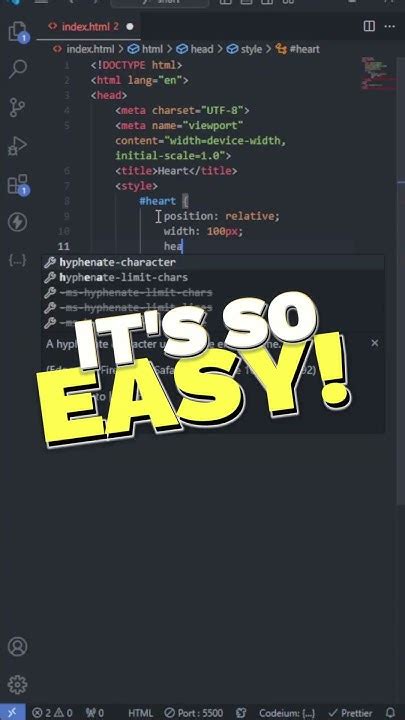 How To Create Heart Shape With Html Css Css Html Coding Shorts