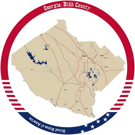 Map Of Bibb County In Georgia Usa Stock Illustration Illustration Of