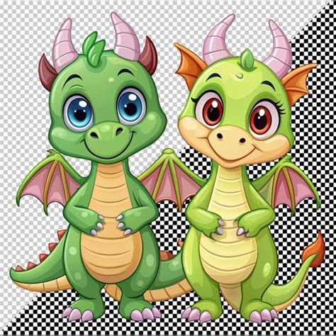 Two Cute Couple Dragon Premium Ai Generated Psd