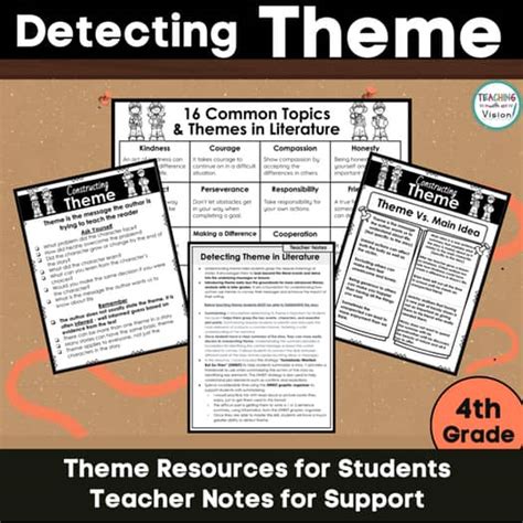 Determining Theme Passage Worksheets Anchor Charts 4th Grade Freebie