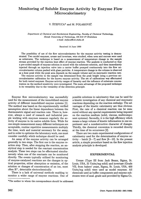 Pdf Monitoring Of Soluble Enzyme Activity By Enzyme Flow Microcalorimetry
