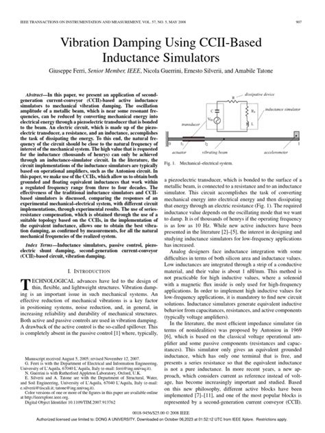 Vibration Damping Using Ccii Based Inductance Simulators Pdf Inductance Resonance