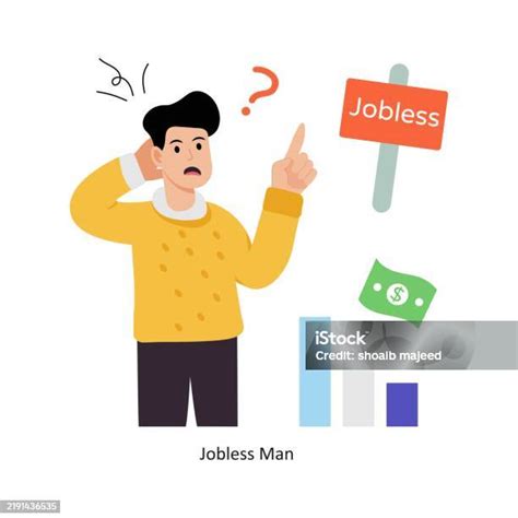 실업자 남자 개념 벡터 일러스트 레이 션 인플레이션 고립 통렬한 통하고 있는 백색 배경 거절에 대한 스톡 벡터 아트 및 기타 이미지 Istock