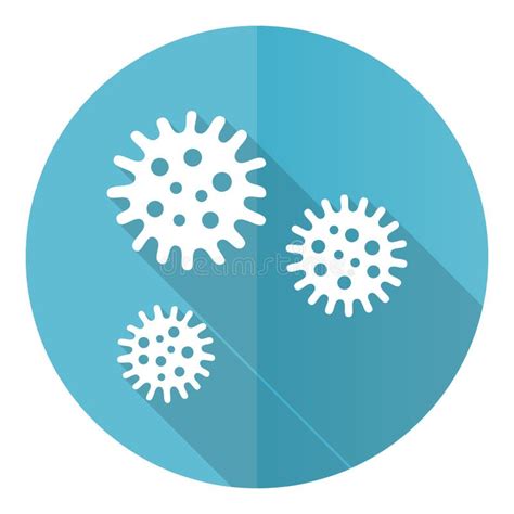Virus Blue Round Flat Design Vector Icon Isolated On White Background