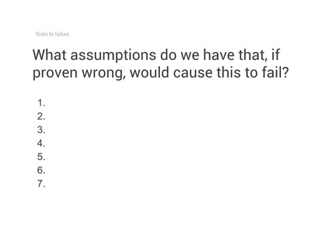 Assumptions Exercise Template Oct 13 Ppt