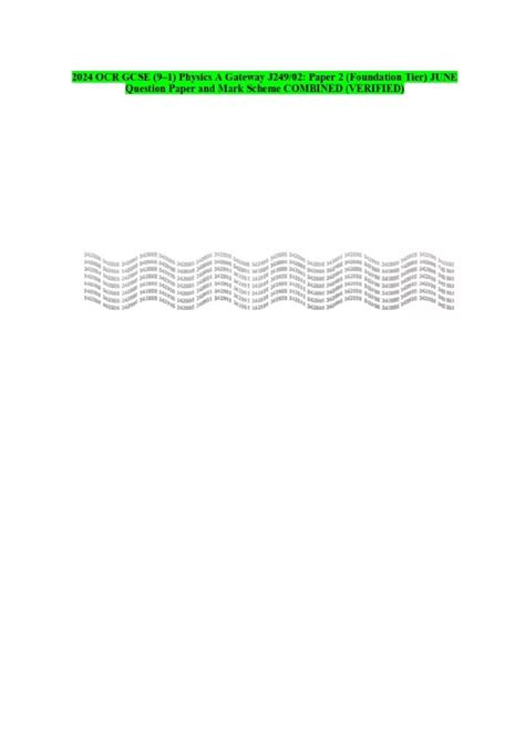 2024 Ocr Gcse 9 1 Physics A Gateway J249 02 Paper 2 Foundation Tier June Question Paper And