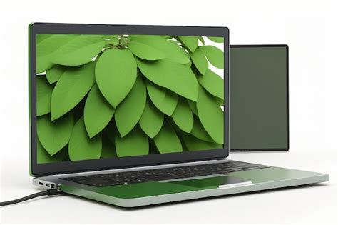 Premium Ai Image Green Laptop With A Screen On A White Background Alone