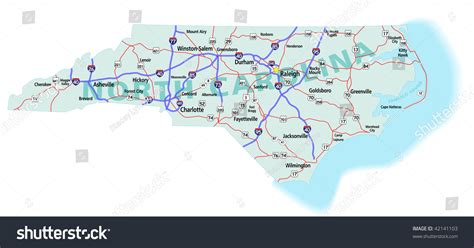 North Carolina State Road Map Interstates Stock Illustration 42141103
