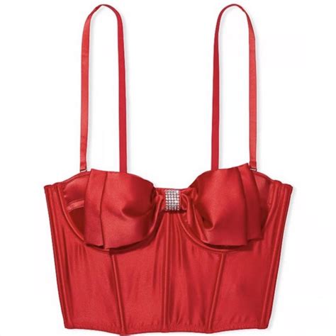 Red Corset Top With Diamond Detail And Bow From Depop