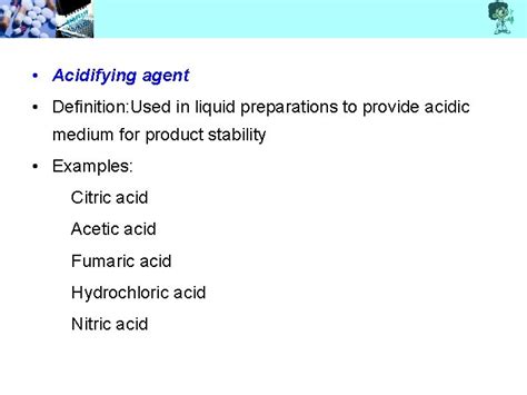 Pharmaceutical Ingredients Murat Kizaibek Acidifying Agent Definition Used