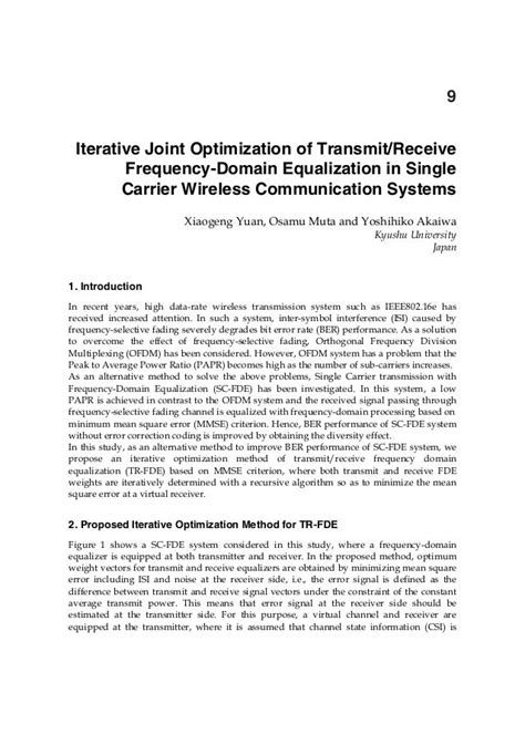 Iterative Joint Optimization Of Transmitreceive Frequency Domain