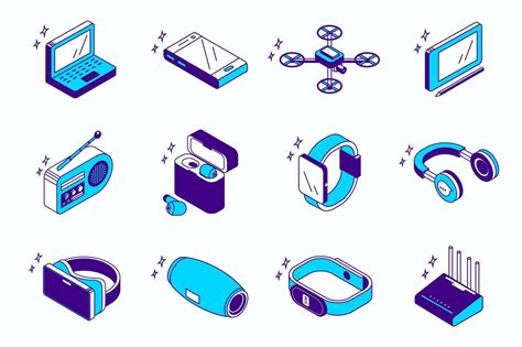 Devices And Gadgets Concept 3d Isometric Icons Set For Web Isometry Design Collection Elements