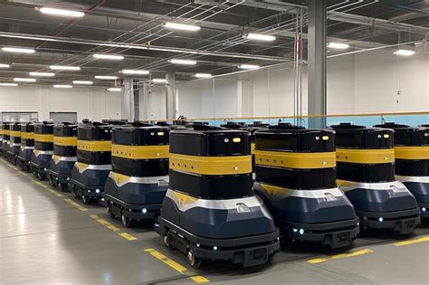 Premium Ai Image Robot Army Efficiently Sorts Hundreds Of Parcels Per Hour Automated Guided