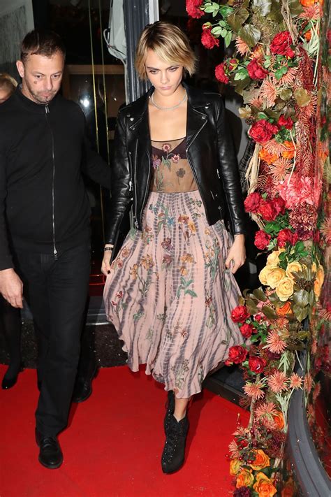 Cara Delevingne See Through Dress Bra 1