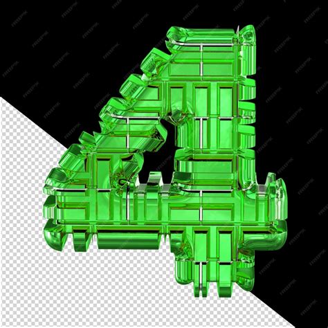 Premium Psd Symbol Made Of Transformed Green Number 4