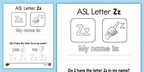 Asl Letter Zz Activity Teacher Made Twinkl