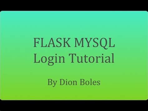 Simple Flask MYSQL Login Tutorial YouTube