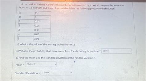 Solved Let The Random Variable X Denote The Number Of Calls
