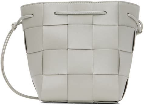 Bottega Veneta Gray Small Cassette Cross Body Bucket Bag Ssense