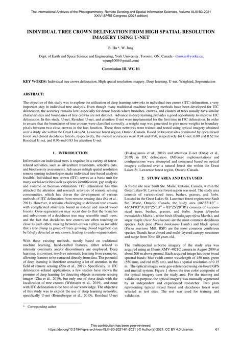 Pdf Individual Tree Crown Delineation From High Spatial Resolution Imagery Using U Net