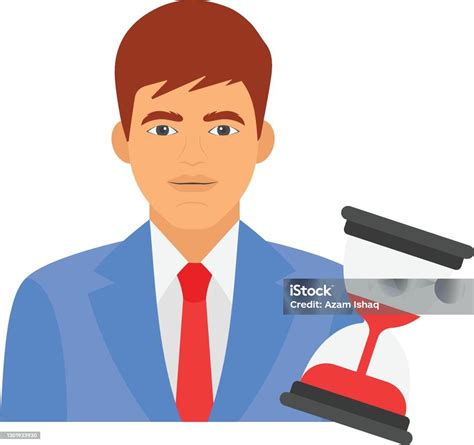 느린 직원 개념 흰색 배경에 Hrm 기호 모래 시계 벡터 색상 아이콘 디자인 남자 게으른 노동자 기호 비즈니스 캐릭터 주식 조명 게으른 노동자 기호 개념에 대한 스톡 벡터