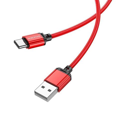 Дата кабель Borofone Bx87 Type C 1м нейлон 3 A цвет красный ᐅ