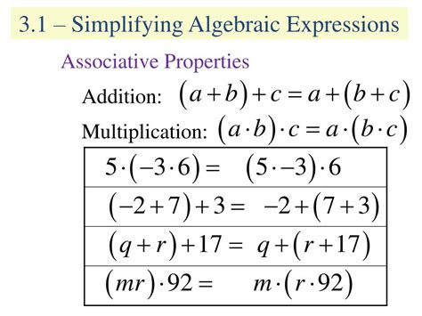 Ppt 31 Simplifying Algebraic Expressions Powerpoint Presentation
