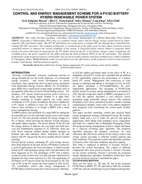 Pdf Control And Energy Management Scheme For A Pvscbattery Hybrid