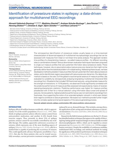 Pdf Identification Of Preseizure States In Epilepsy A Data Driven