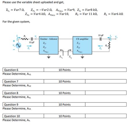 Solved VariablesPlease Use The Variable Sheet Uploaded And Chegg Com