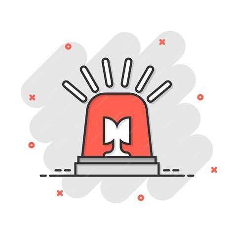 만화 스타일의 비상 경보 아이콘 격리 된 배경에 경고 램프 만화 벡터 일러스트 레이 션 경찰 긴급 스플래시 효과 기호 비즈니스