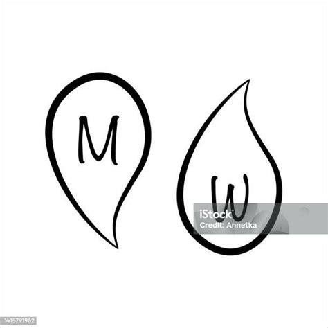 간단한 미니멀 한 남자와 여자 화장실 화장실 아이콘 큰 물방울 윤곽선의 남성과 여성 기호와 기호 남성과 여성을위한 화장실 가족에