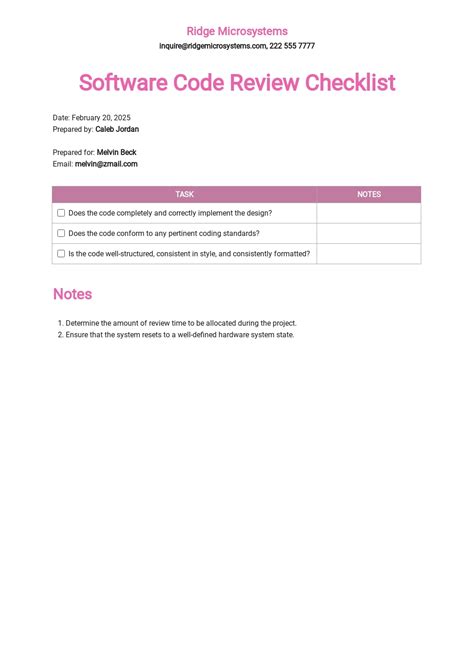 Code Review Template